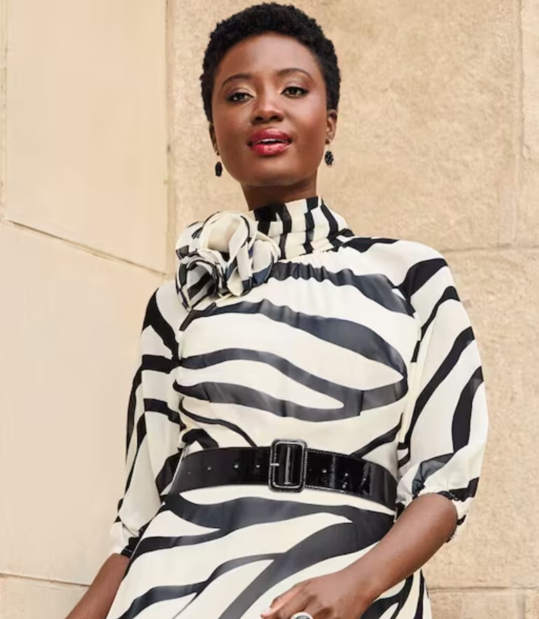 Size 14 Ashro Black White Spring Dinner Party Church Darnecia Belted ...