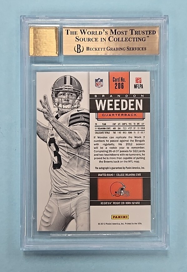 2012 Panini Contenders Brandon Weeden Auto Rookie Ticket #206 Card BGS ...