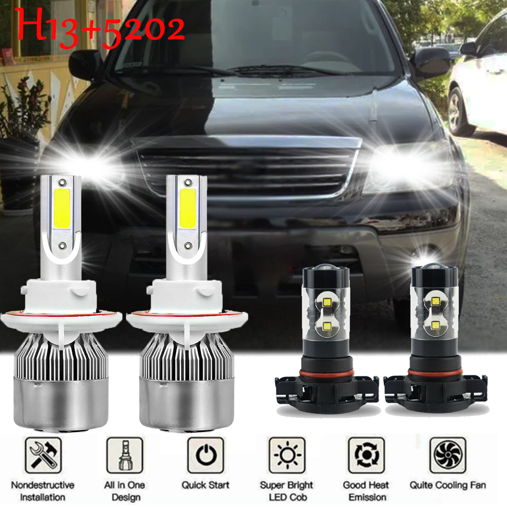For Ford Escape 2008-2012 - 4x 6000K LED Headlights + Fog Light Bulbs ...