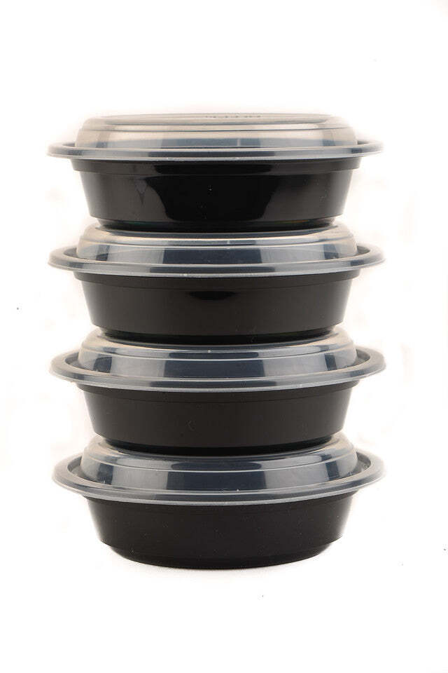 16oz Disposable Plastic Round Microwavable Food Container With Lids ...
