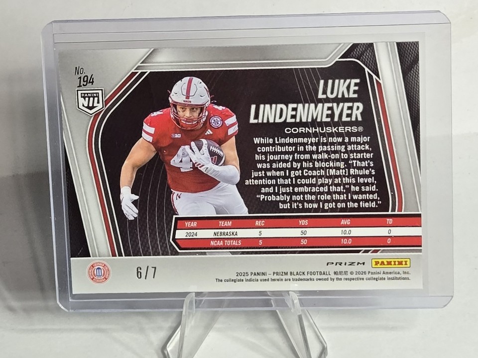 2025 Panini Prizm Black #194 Luke Lindenmeyer Prizms Green Shimmer FOTL ...