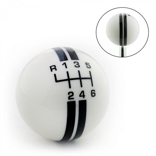 Black Rally Stripe 6 Speed Shift Pattern Ivory Shift Knob with M16x1.5 ...
