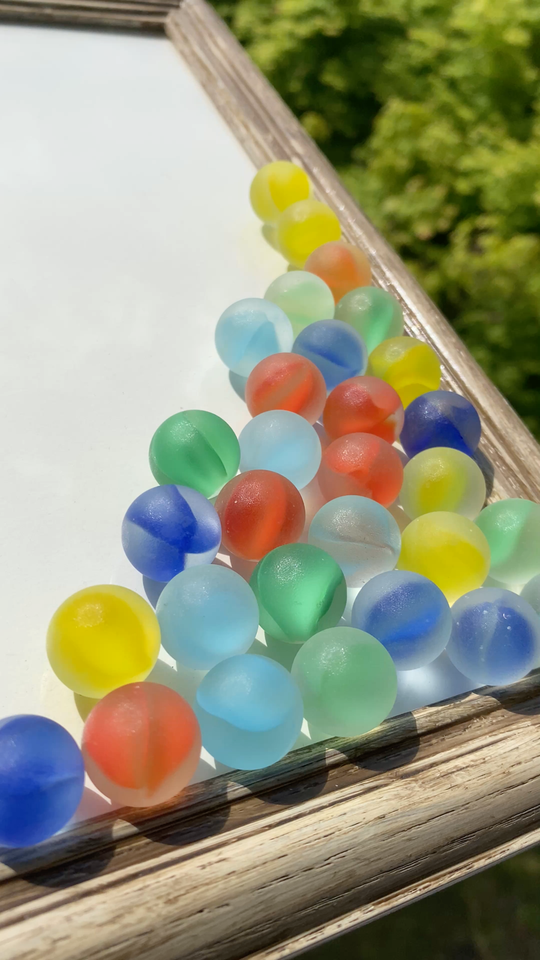Japanese Sea Glass Surf-Tumbled Style Marbles – 13mm Bidama Balls 185g ...