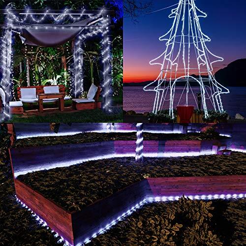 Solar Powered LED Rope Lights - 40FT 8 Modes 100 LED Solar Outdoor Rope ...