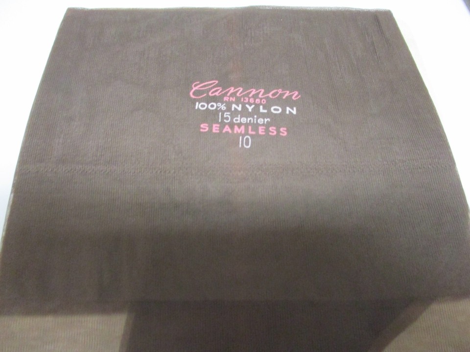 1PR VINTAGE CANNON RHT SHEER FLAT KNIT NYLON STOCKINGS SIZE 10 MED 33 ...