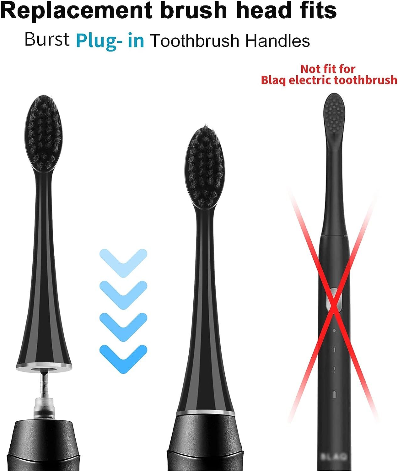 10Pack Toothbrush Heads Compatible with Burst Sonic Toothbrush, with10 ...