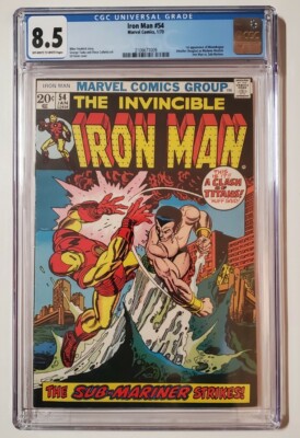 IRON MAN #54 CGC 8.5 MARVEL 1973 1ST APPEARANCE MOONDRAGON SUB-MARINER ...