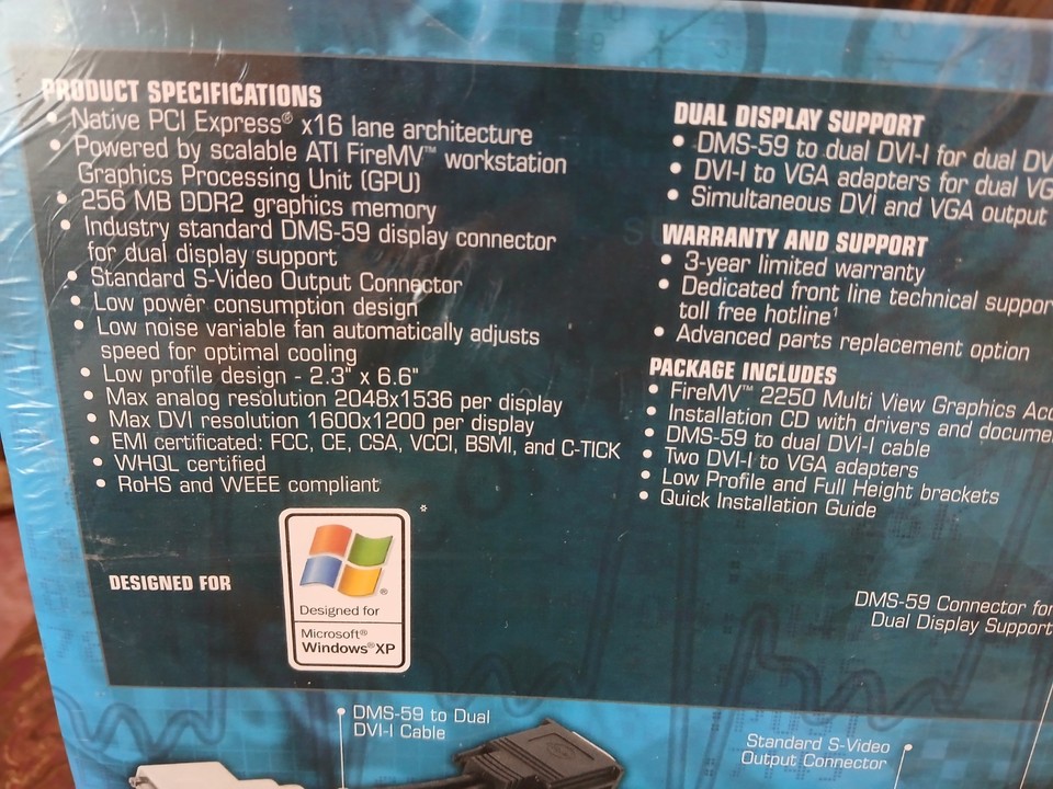 ATI FireMV 2250 Multi View Graphics Accelerator 2009-Windows XP Never ...