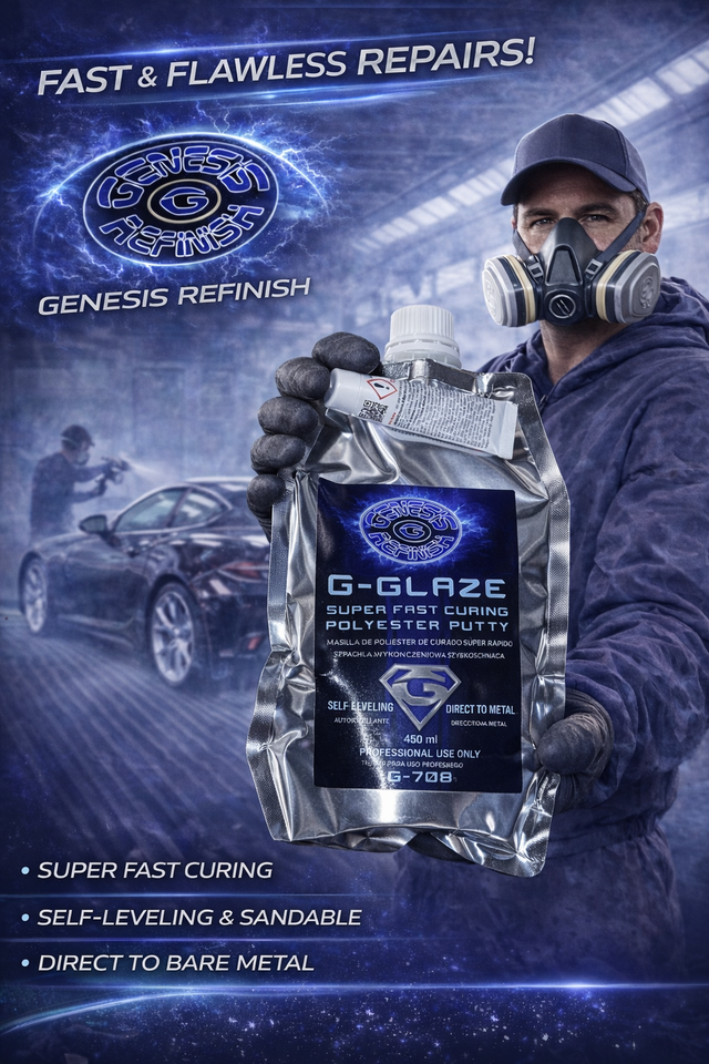GENESIS REFINISH G-708 G-GLAZE SUPER FAST CURING POLYESTER PUTTY 450ML ...