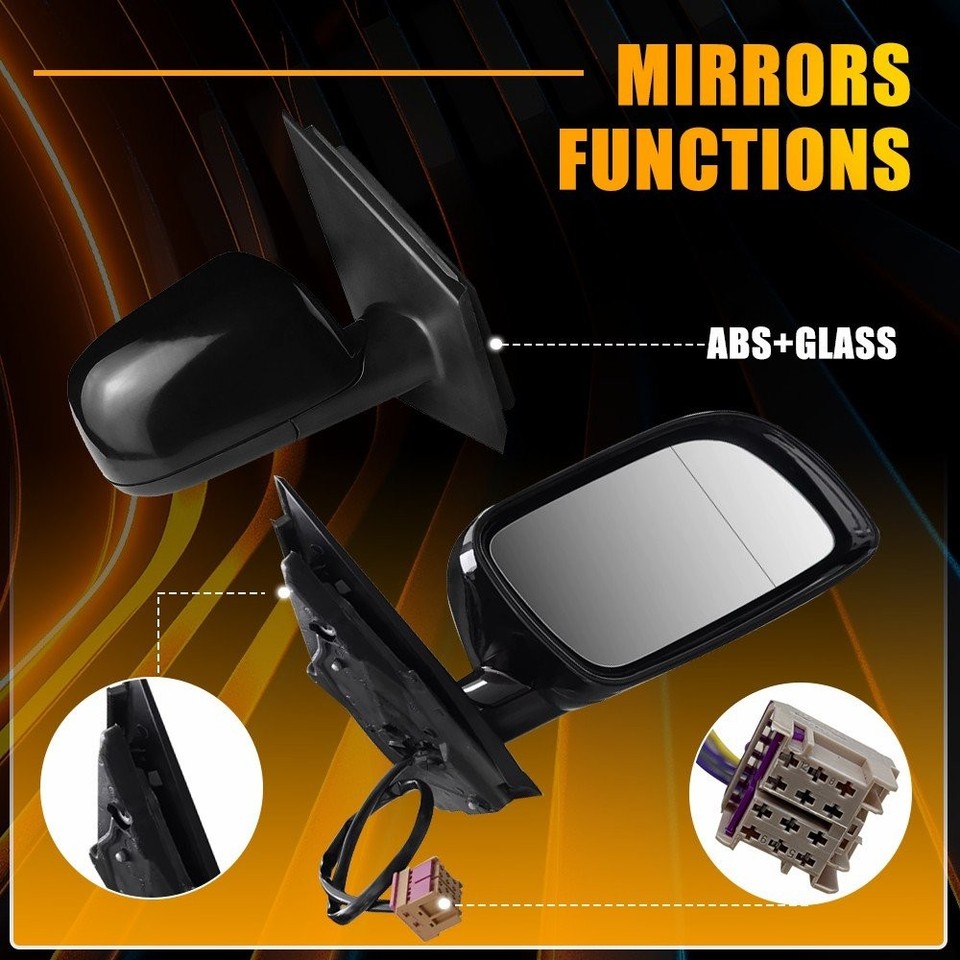 For VW Polo MK4 9N 2002-05 2x Black Electric Wing Mirror Heated Left ...