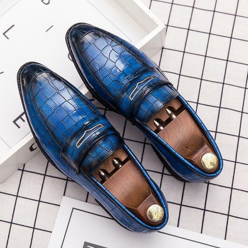 Men's Crack Stone slip on Business Dress Shoes Pointy Toe Oxford shoes ...