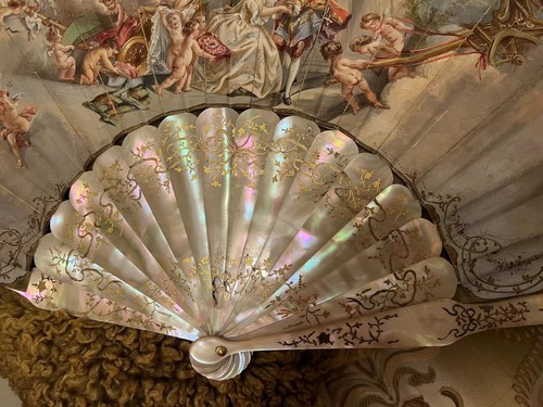 antique Victorian 19th Century Mother Of Pear Hand Painted Royal Hand ...