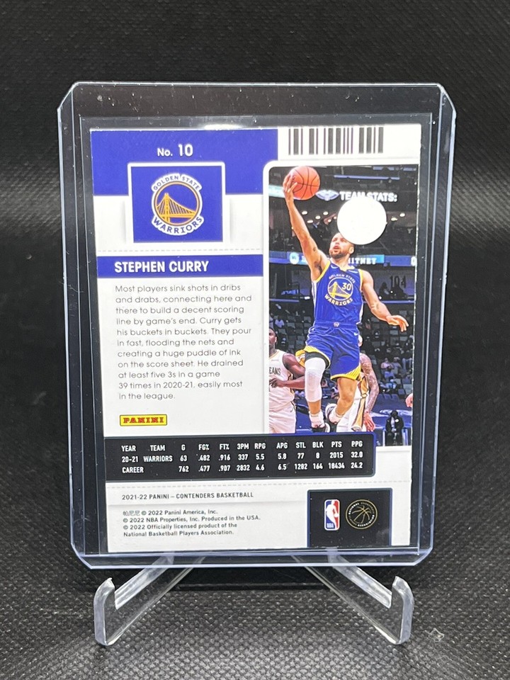 2021-22 Contenders Season Ticket #10 Stephen Curry Golden State ...