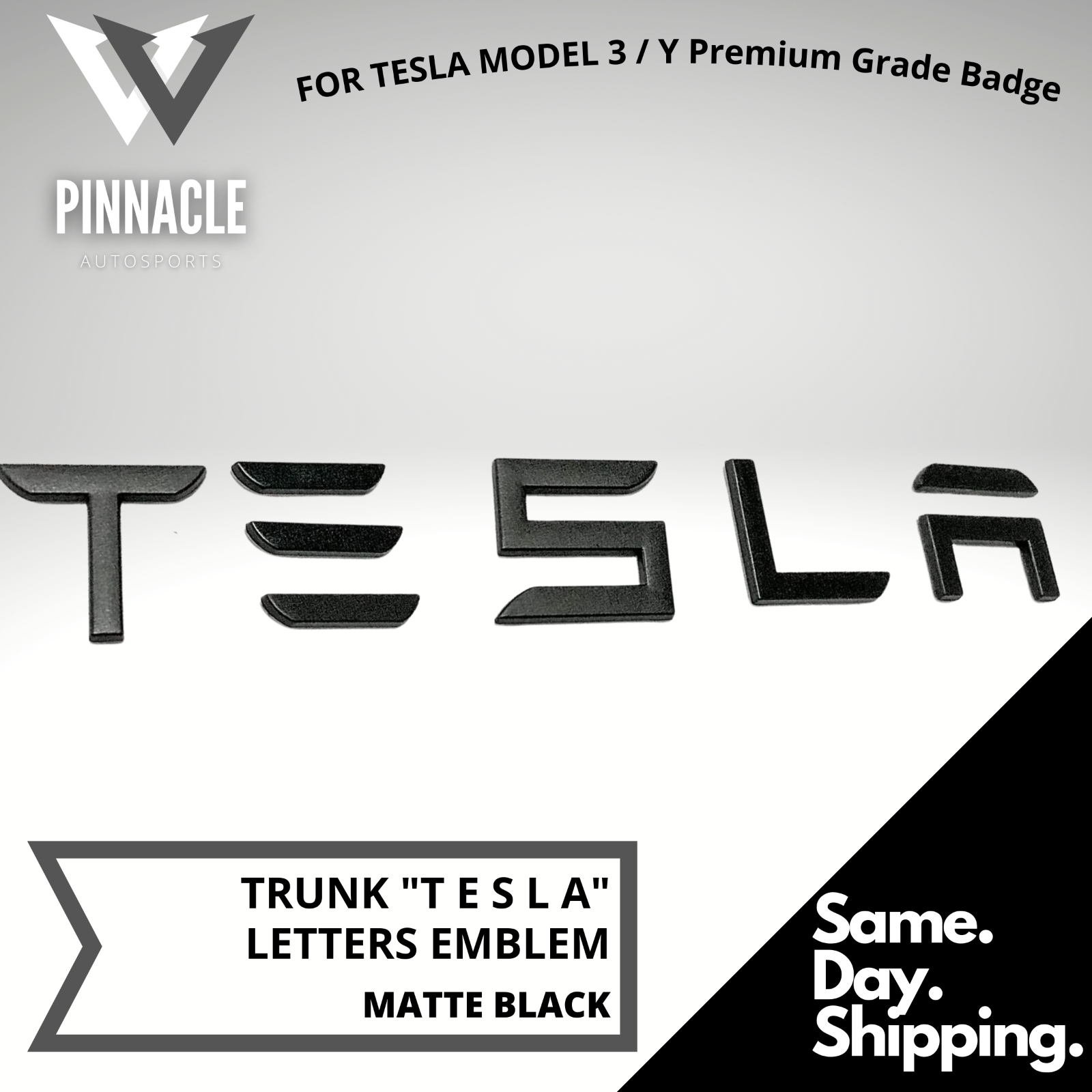 Tesla Model 3 & Y MATTE BLACK "TESLA" Letters Emblem Badge for Rear ...