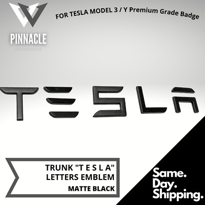 Tesla Model 3 & Y MATTE BLACK "TESLA" Letters Emblem Badge for Rear ...