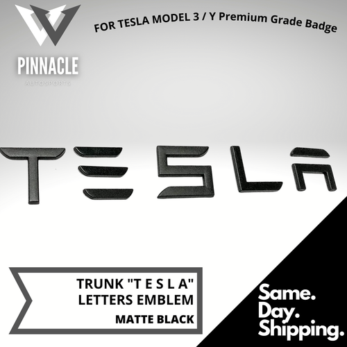 Tesla Model 3 & Y MATTE BLACK "TESLA" Letters Emblem Badge for Rear ...