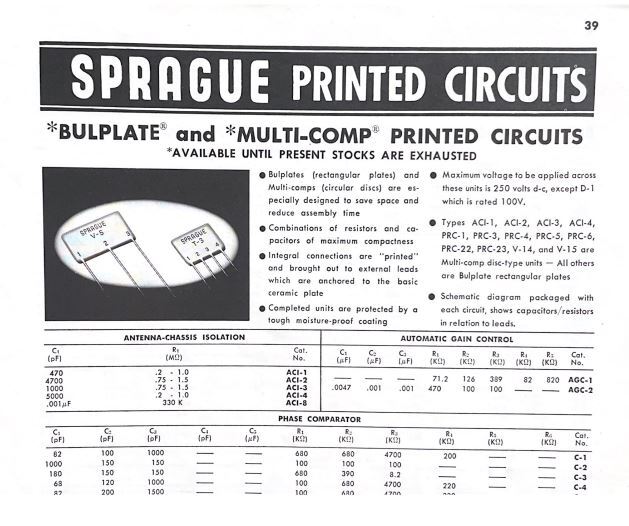 Vintage 34C5 SPRAGUE Printed Electronic Circuit PEC BULPLATE 5 LEADS ...