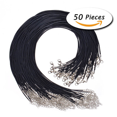 50PCS Wholesale Bulk PU Leather String 50CM Waxed DIY Necklace Cords ...