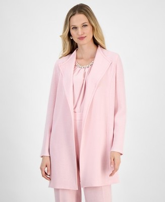 Kasper Draped Open-Front Jacket Women's XS Tutu Pink Solid Long Sleeve ...
