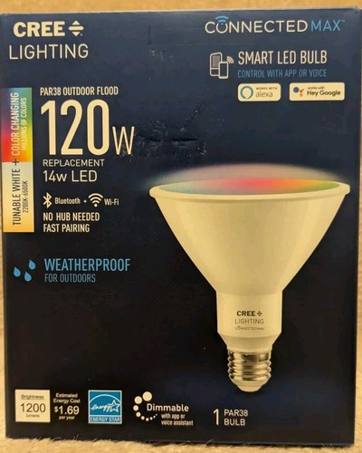 CREE Smart LED Bulb Weatherproof Connected Max PAR38 14W Outdoor Flood ...