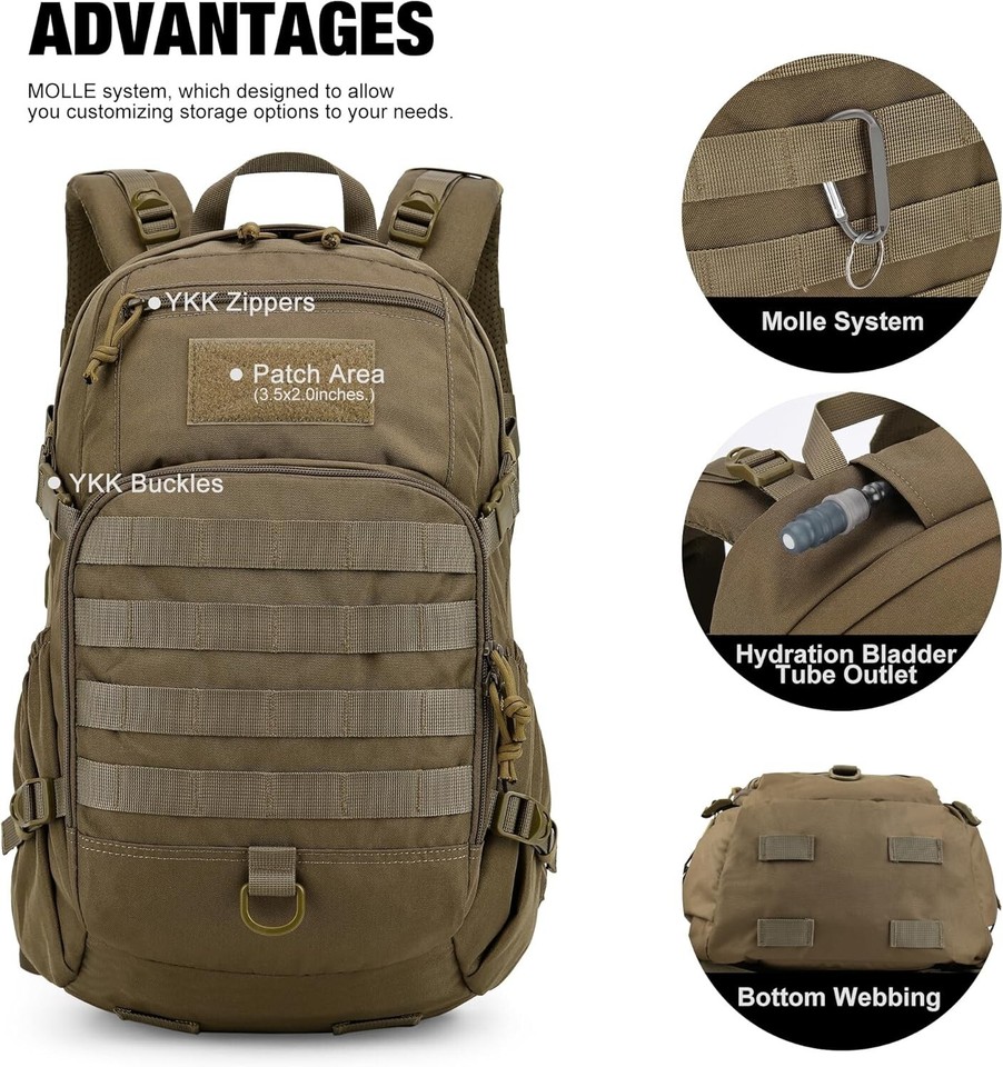 Small Tactical Backpack,Molle Hiking Backpack for Backpacking,Cycling ...