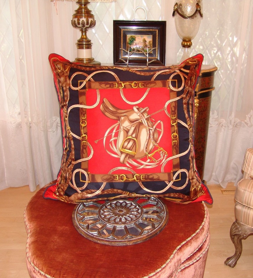 Humongous Ralph Lauren Equestrian Silk Linen Decorative Pillow + 2 Side ...