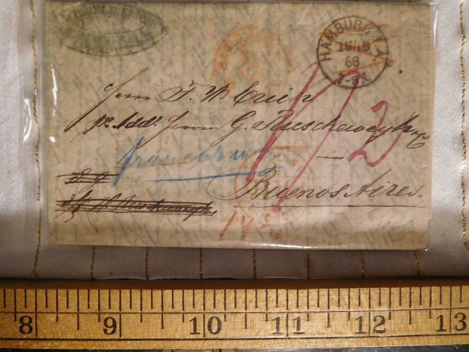 Antique 1868 Letter with 4 Postmarks & 5 Colors London/Hamburg | eBay