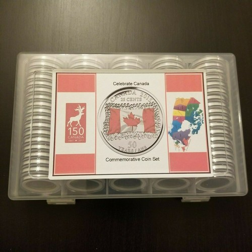 1967-2017 25 Cent Commemorative Canadian Quarter Set Coin Box with ...