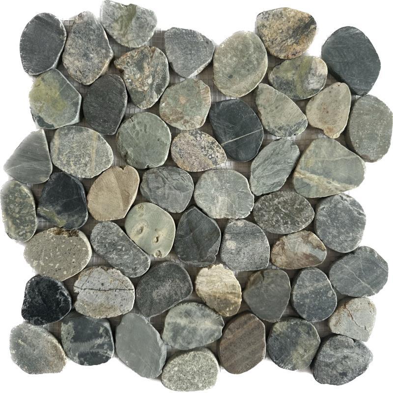 Pebble Stone Tile Shower Floor Carrara White And Zebra Marble Mosaic