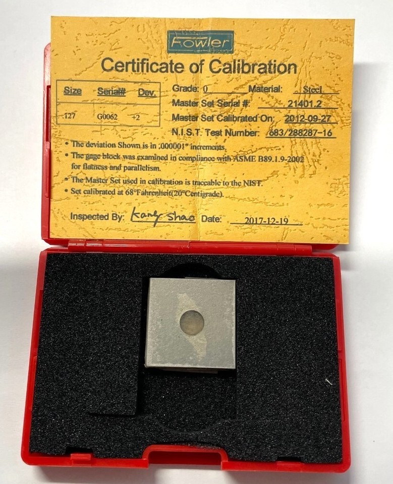 Fowler 53-676-120-0 Individual Square Steel Gage Block, Size .127" | eBay