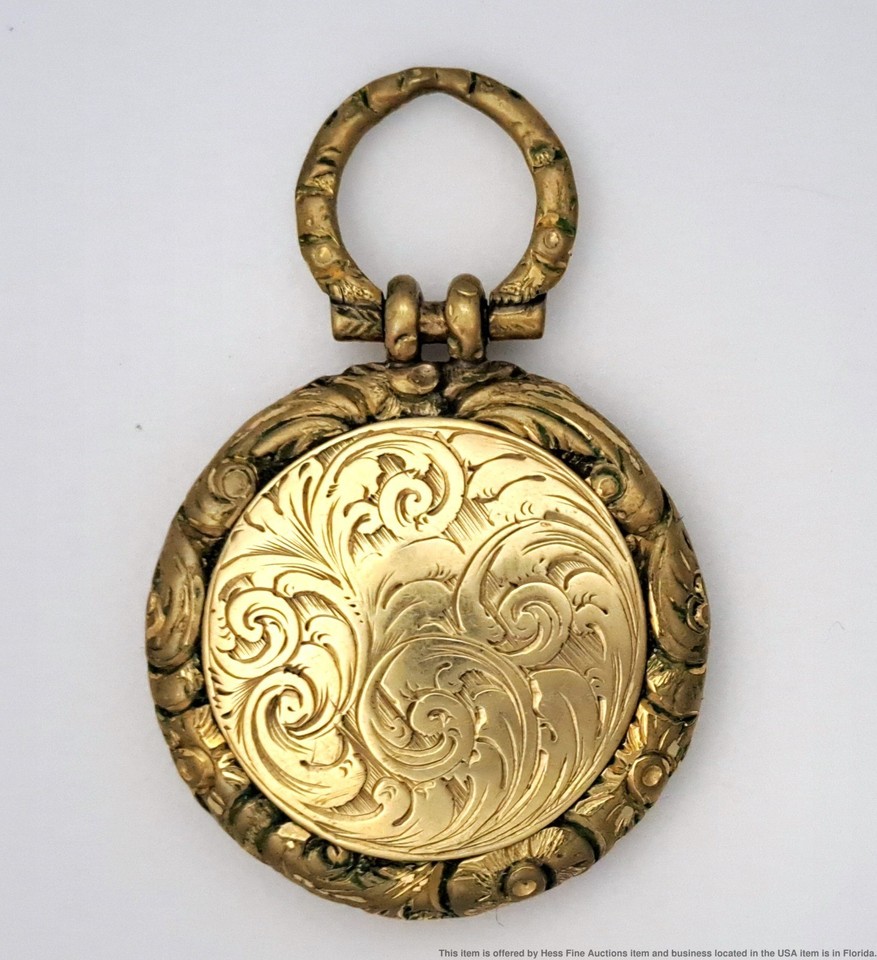 Civil War Era Pinchback Hair Picture Locket for Watch Fob Antique Gold ...