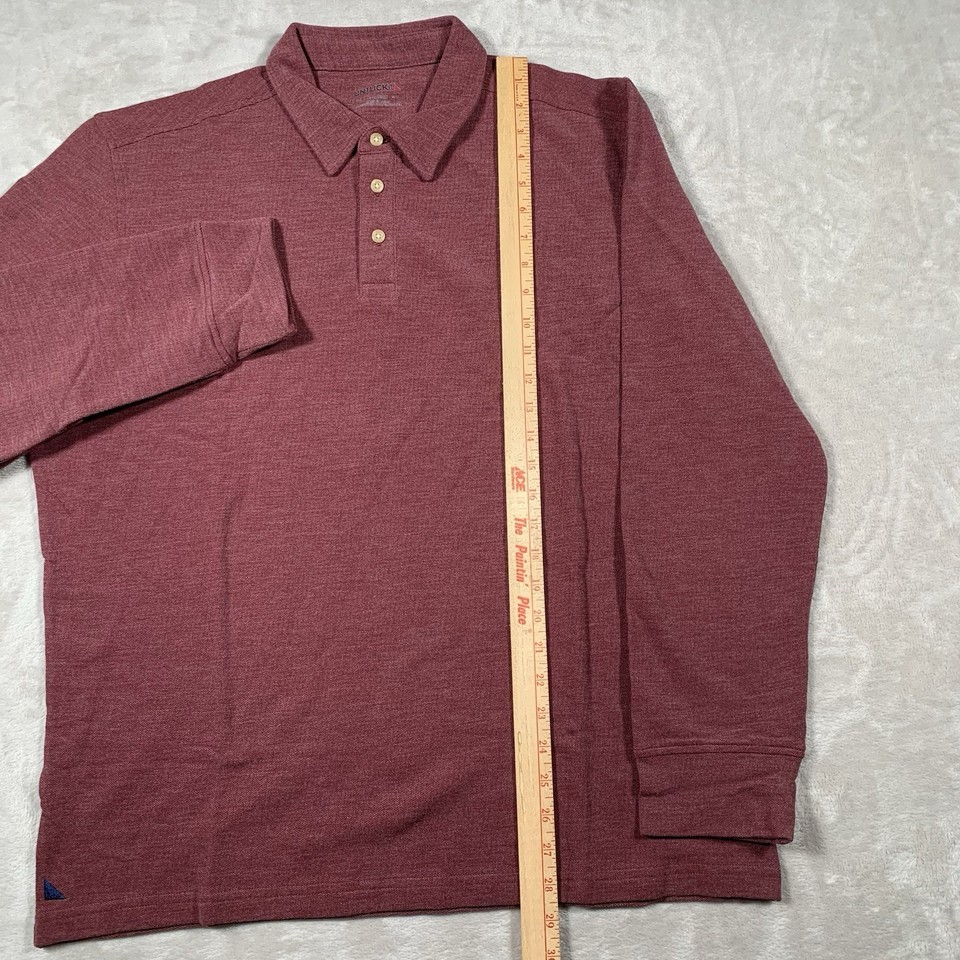 UNTUCKit Dao Polo Shirt XL Maroon Long Sleeve Cotton Poly Blend Casual ...