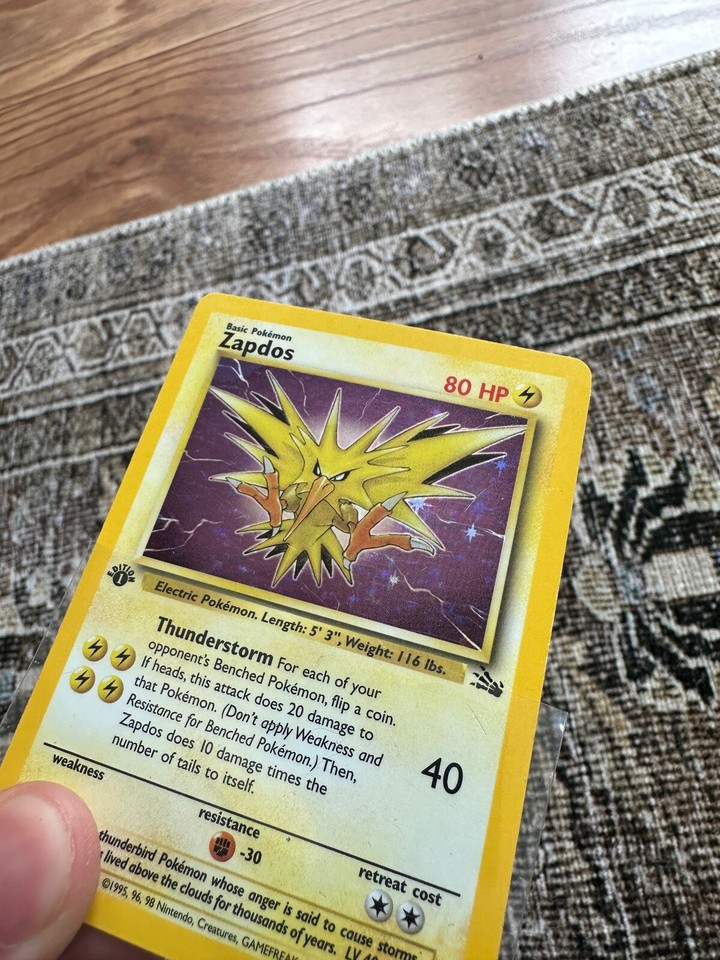ZAPDOS Pokemon Card - WOTC - 1st Edition - Fossil - 15/62 - HOLO ...