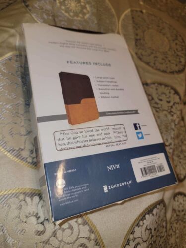 NIV Large Print Single Column Bible 2009 Edition Brown Tan Color | eBay