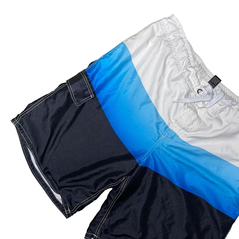 Ocean Pacific OP Swim Trunks Mens L 36 38 Blue Striped Mesh Pocket Logo ...