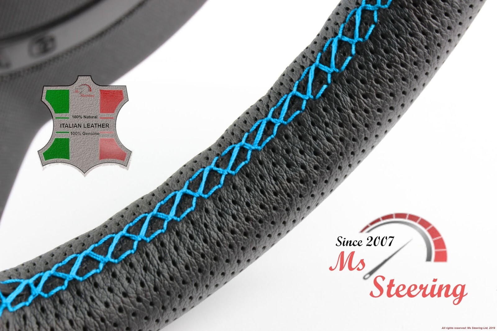 FOR PORSCHE 911 17-19 PERF LEATHER STEERING WHEEL COVER, LIGHT BLUE 2 ...