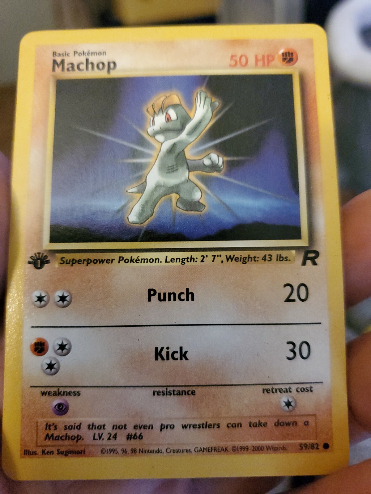 Machop 59/82 1st Edition - Team Rocket Set Rare Pokemon Card NM Near ...