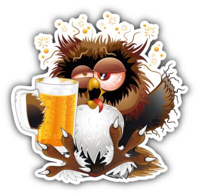 Funny Drunk Owl Car Bumper Sticker Decal - "SIZES" | eBay