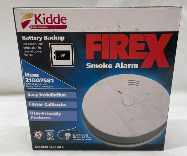 Kidde 21007588 120V AC wire-in Hush Smoke Alarm with Battery Backup - 4 ...