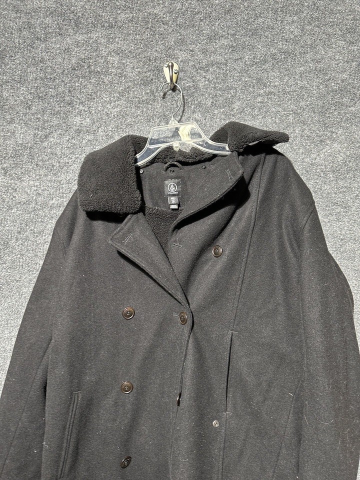 Volcom Womens Black Button Up Jacket Peacoat Cotton Size Large | eBay
