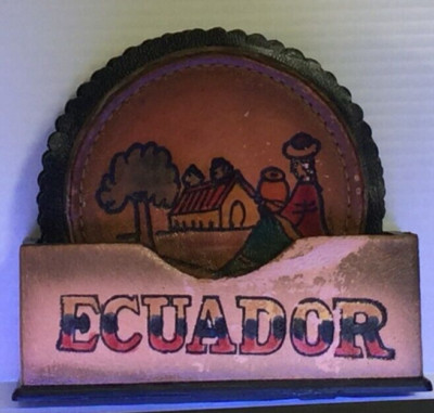 Ecuador Souvenir Leather Coasters (6) | eBay