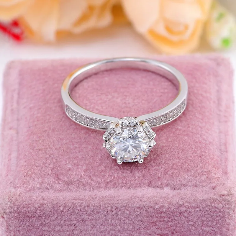 2.5 Ct Round Cut Moissanite Ring 14k White Gold Plated | eBay