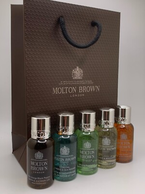 Molton Brown Men's Body Wash / Shower Gel Gift Set (5 x 30ml) Bottles ...
