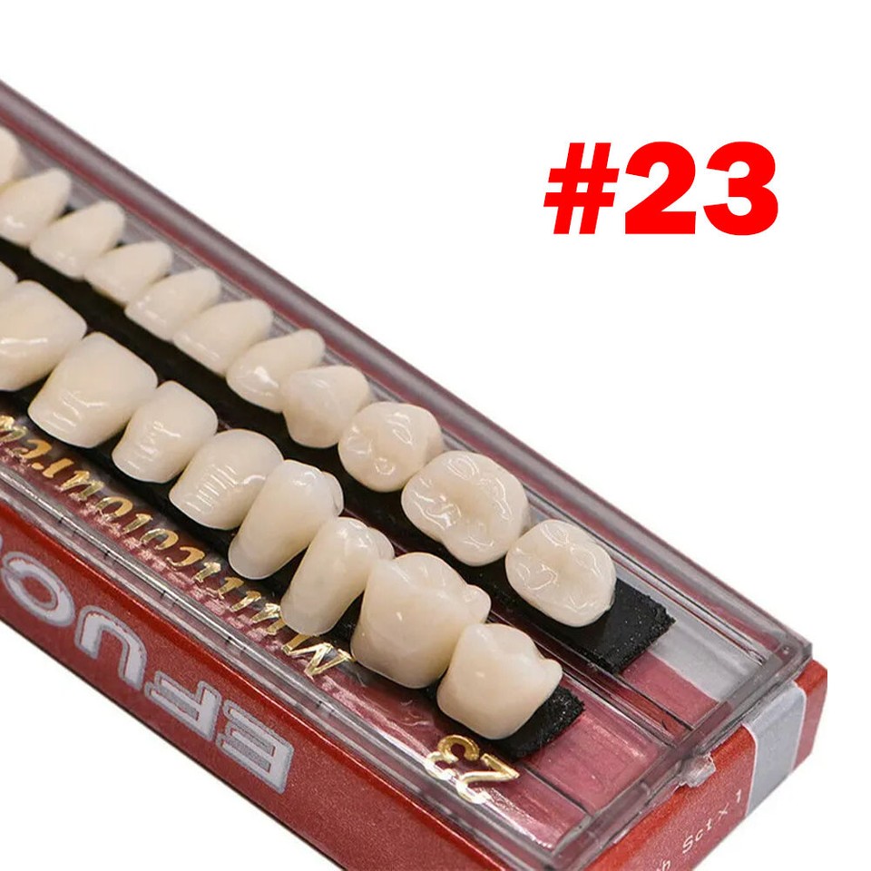 Dental Acrylic Resin Denture Shade #23 A2 Upper Lower Full Set False ...