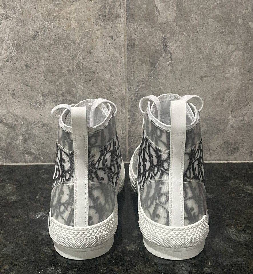 DIOR Men’s B23 Logo Oblique Canvas High Top Sneakers White 42 / 9 US ...