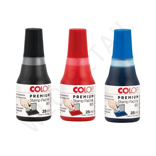 COLOP 801 Stamp Pad Ink 25ml Black Red Blue 801BK 801RD 801BE Brand New ...