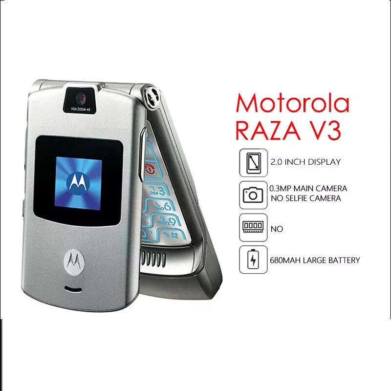 Original Motorola RAZR V3 Flip Mobile Phone Unlocked Cellphone Camera ...