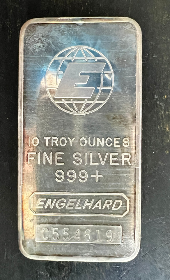 10 oz Vintage Engelhard C Series .999 Fine Silver Bar E Globe Design | eBay