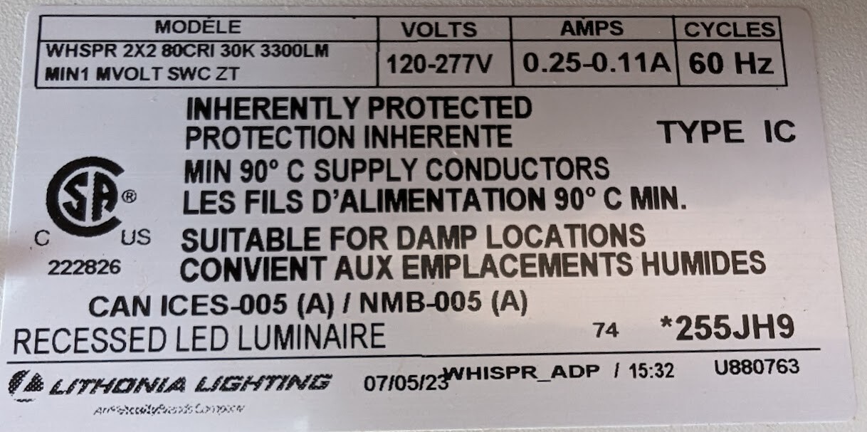 LITHONIA MARK Lighting WHSPR 2 FOOT X 2 FOOT 3300LM Whisper LED Troffer ...