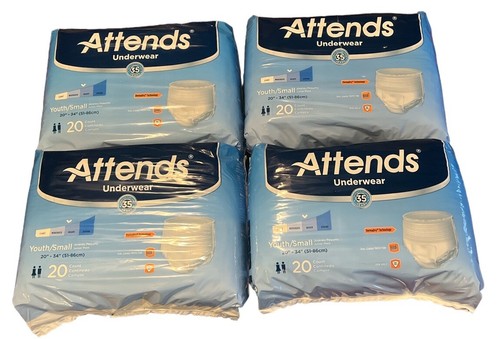 Case of 80 Attends Unisex Briefs Youth/Small 20"- 34" Heavy Underwear ...